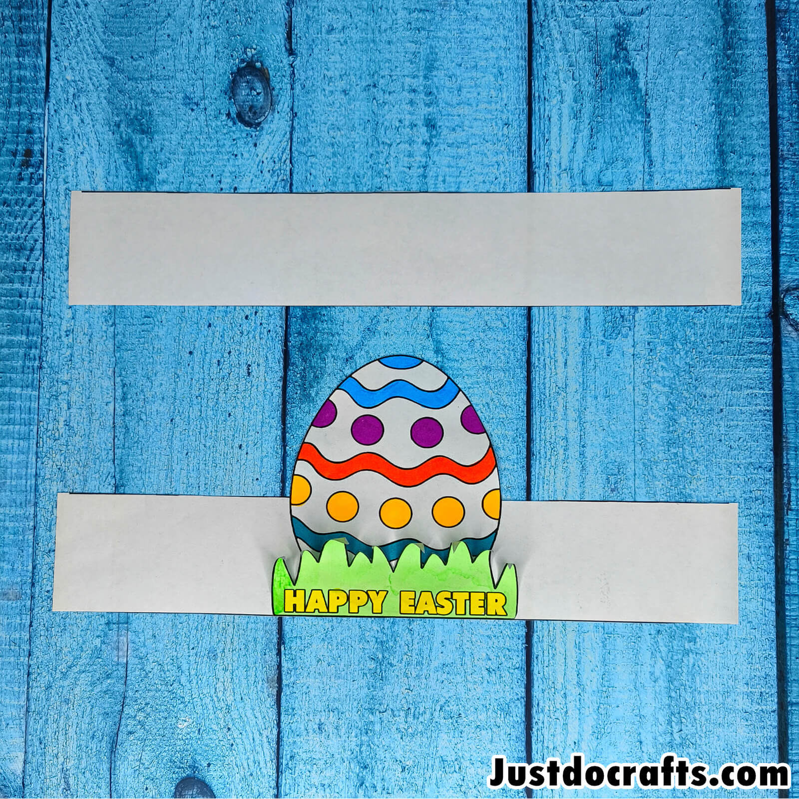 Happy Easter Paper Crown (Free PDF printable template) - Just Do Crafts