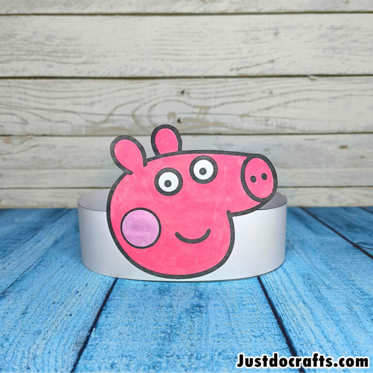 Peppa Pig Paper Crown (Free PDF printable template) - Just Do Crafts