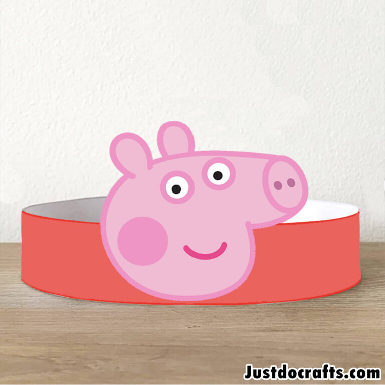 Peppa Pig Paper Crown (Free PDF printable template) - Just Do Crafts