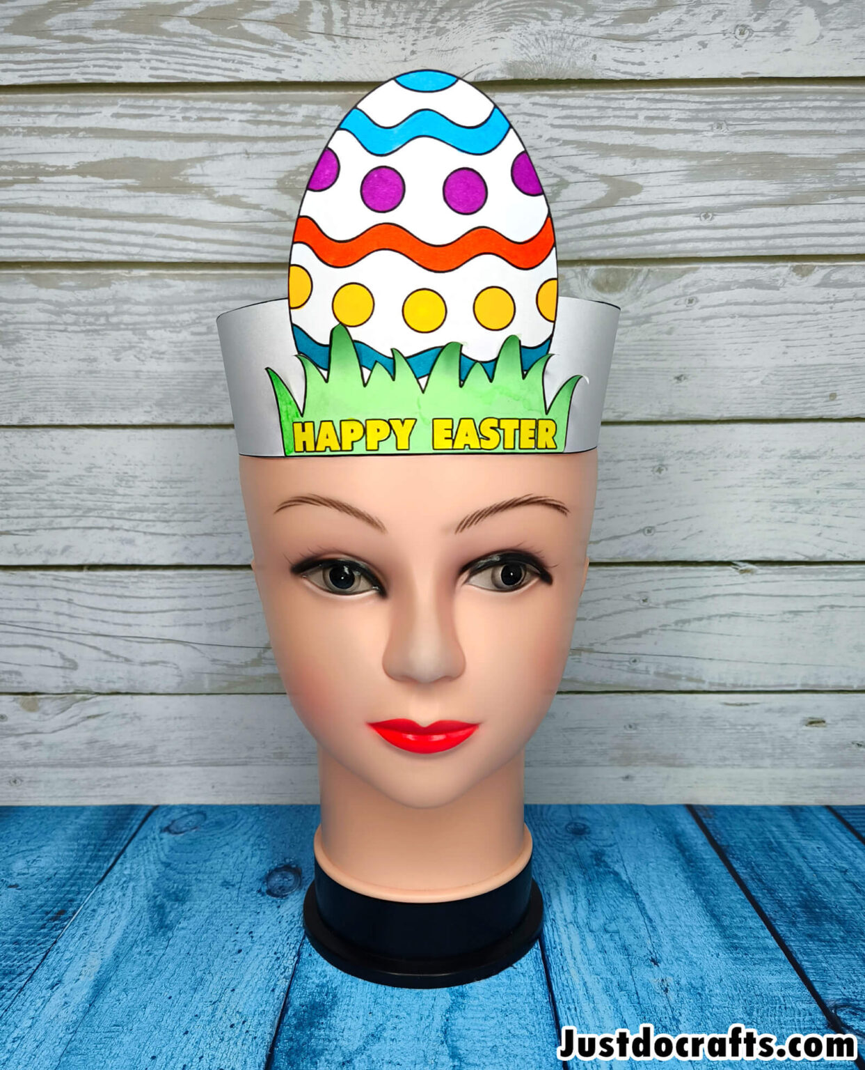 Happy Easter Paper Crown (Free PDF printable template) - Just Do Crafts