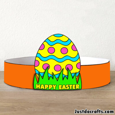 Happy Easter Paper Crown (Free PDF printable template) - Just Do Crafts