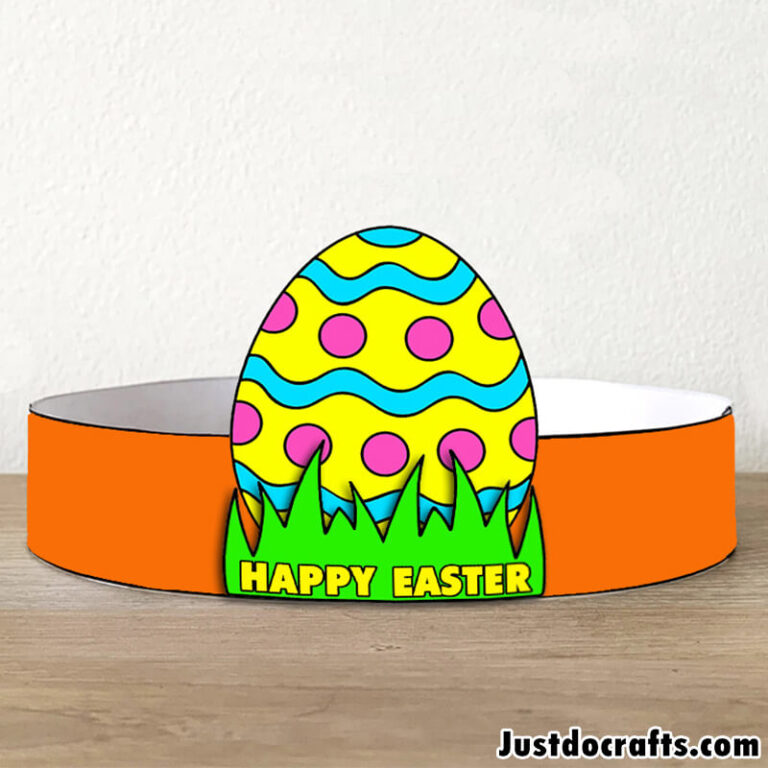 Happy Easter Paper Crown (Free PDF printable template) - Just Do Crafts