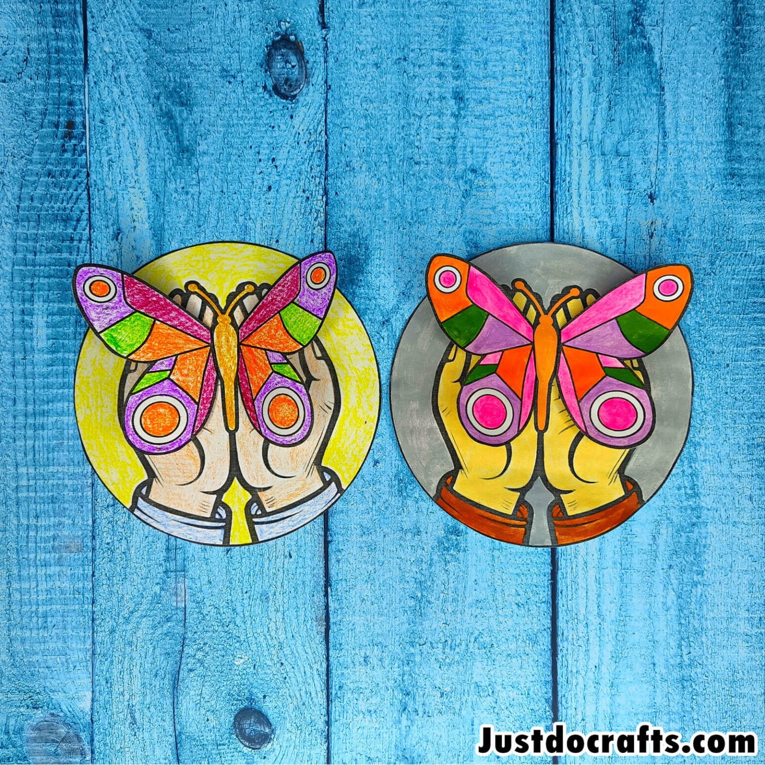 3D Paper Butterfly Craft (Free PDF printable template) - Just Do Crafts