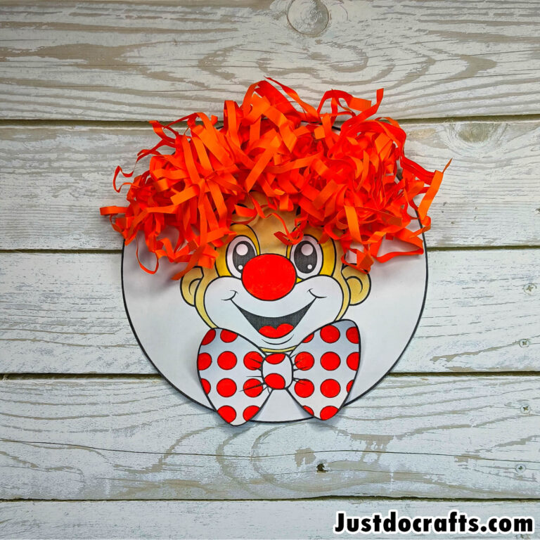Clown Paper Craft for kids (Free PDF printable template) - Just Do Crafts