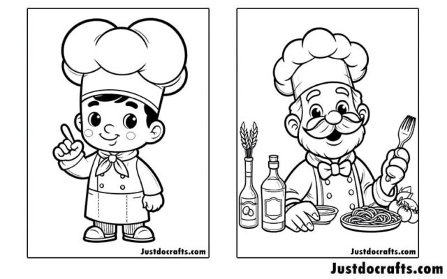 Chef Coloring Pages (Free PDF printable) - Just Do Crafts