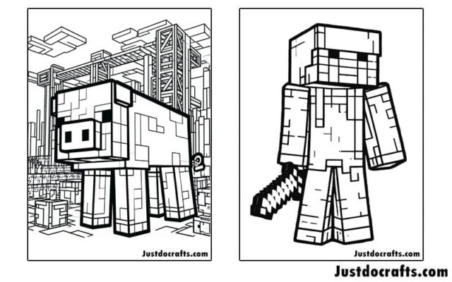 Minecraft Coloring Pages (Free PDF printable) - Just Do Crafts