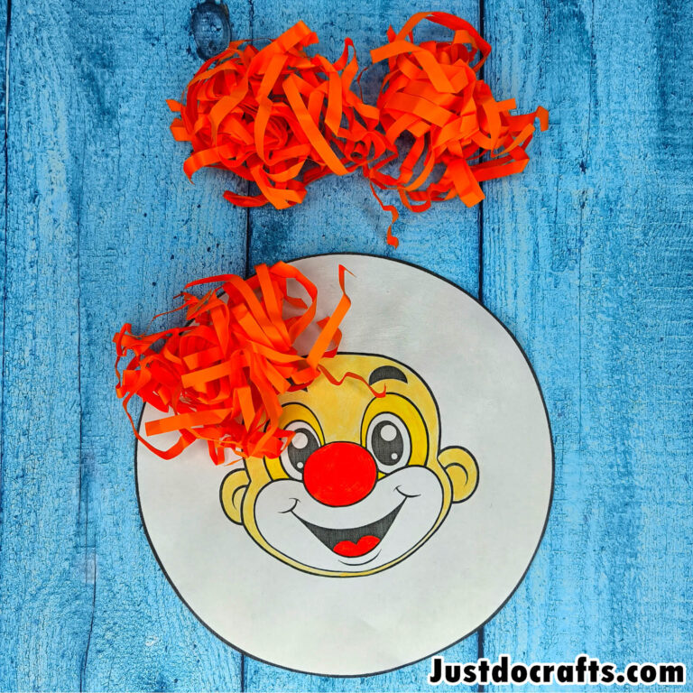Clown Paper Craft for kids (Free PDF printable template) - Just Do Crafts
