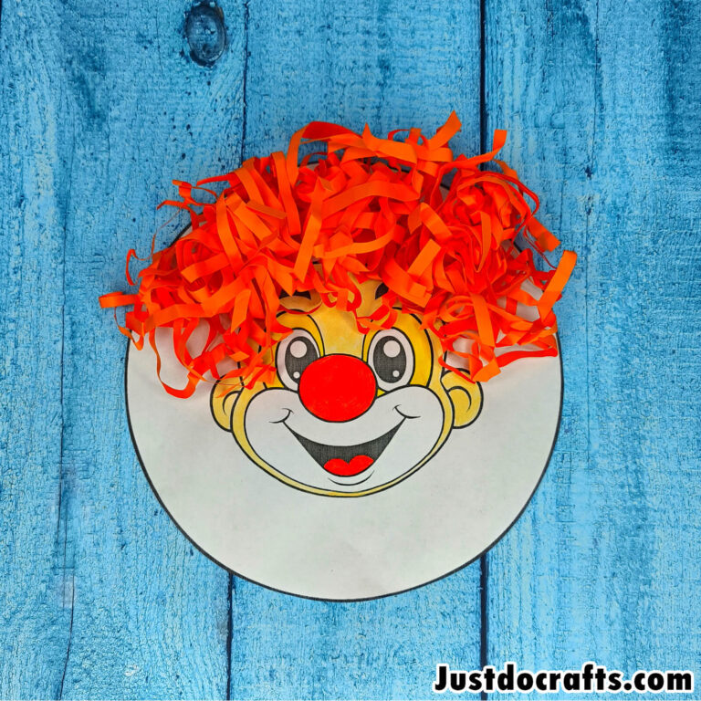 Clown Paper Craft for kids (Free PDF printable template) - Just Do Crafts