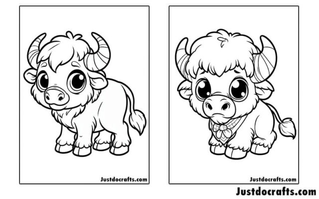 Buffalo Coloring Pages (Free PDF printable) - Just Do Crafts