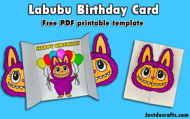 Labubu Birthday Card (Free PDF printable template) - Just Do Crafts