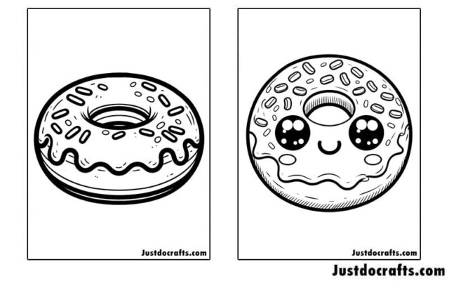 Donut Coloring Pages (Free PDF printable) - Just Do Crafts