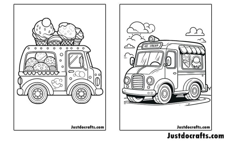Ice Cream Truck Coloring Pages (Free PDF printable) - Just Do Crafts