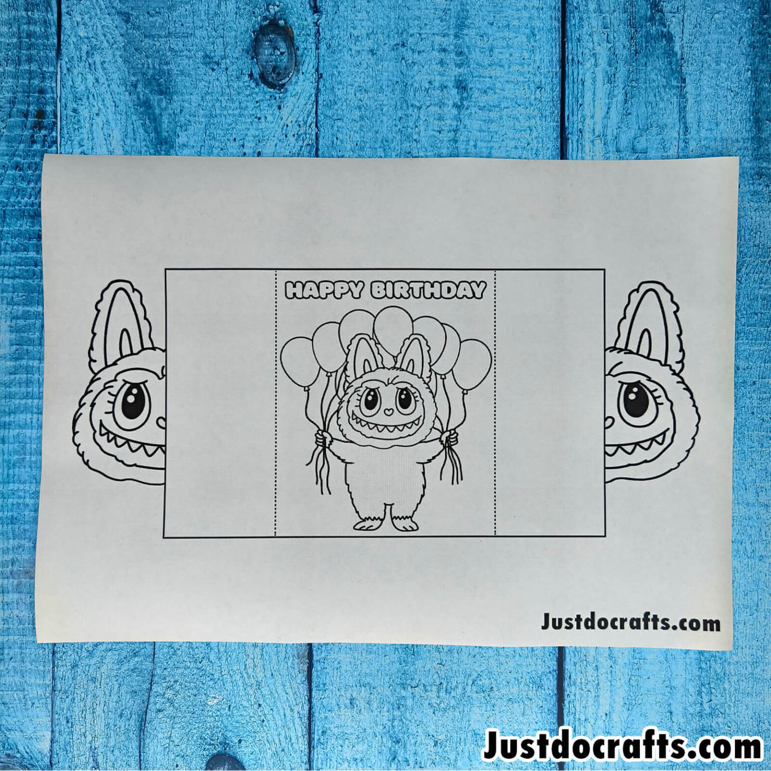Labubu Birthday Card (Free PDF printable template) - Just Do Crafts