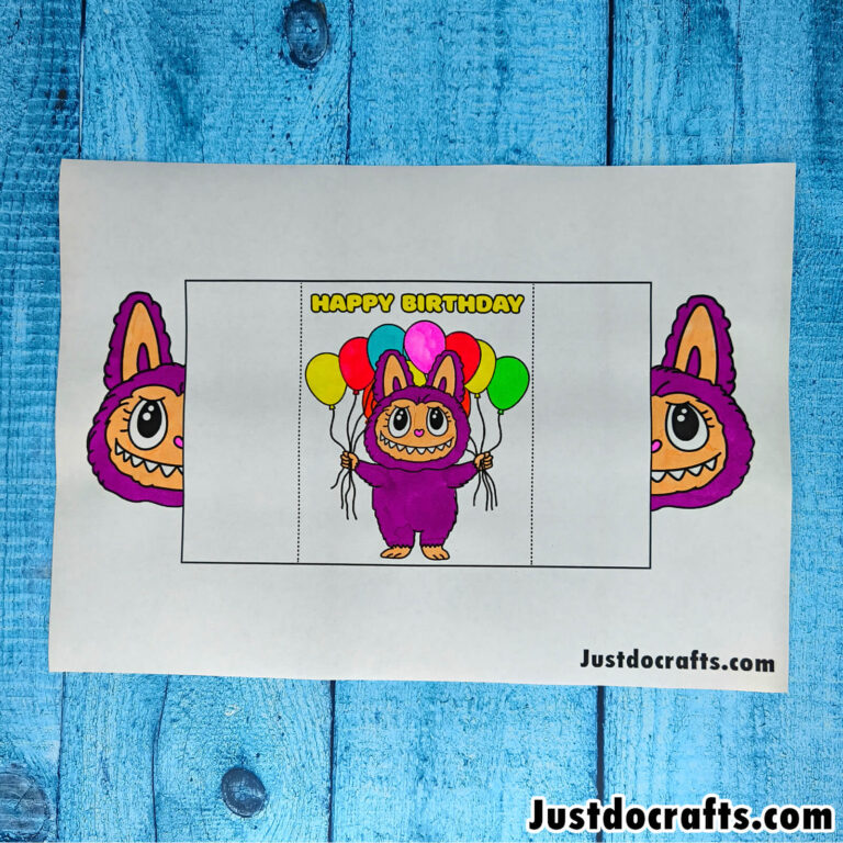 Labubu Birthday Card (Free PDF printable template) - Just Do Crafts