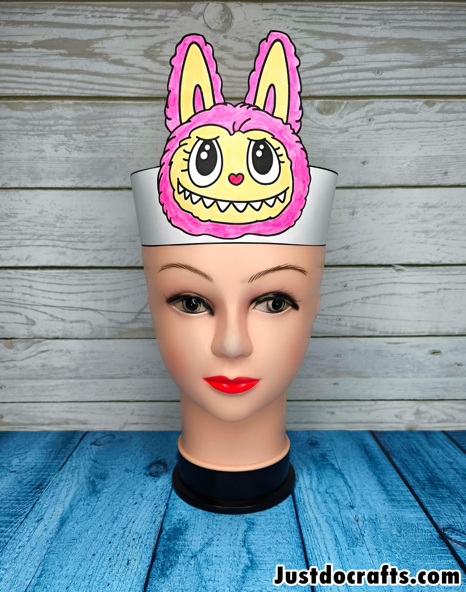 Labubu Paper Crown (Free PDF printable template) - Just Do Crafts