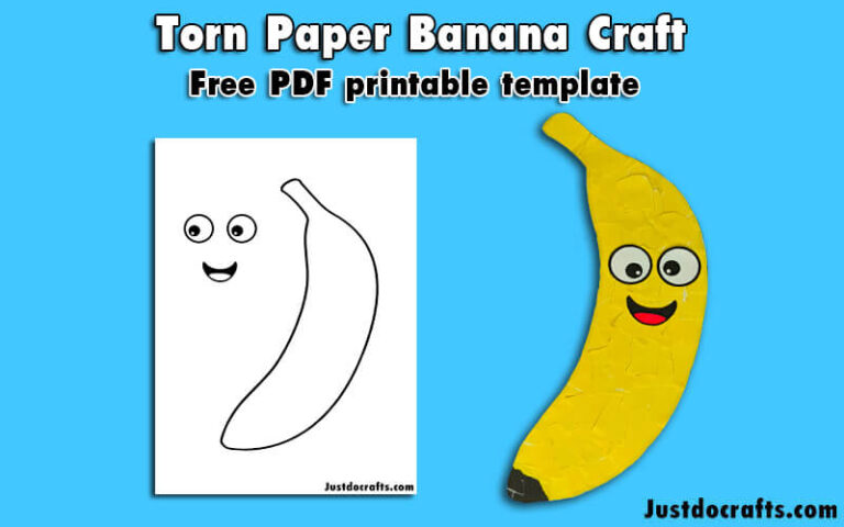 Torn Paper Banana Craft (Free PDF printable template) - Just Do Crafts