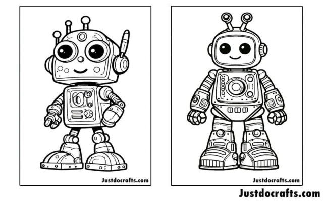 Robot Coloring Pages (Free PDF printable) - Just Do Crafts