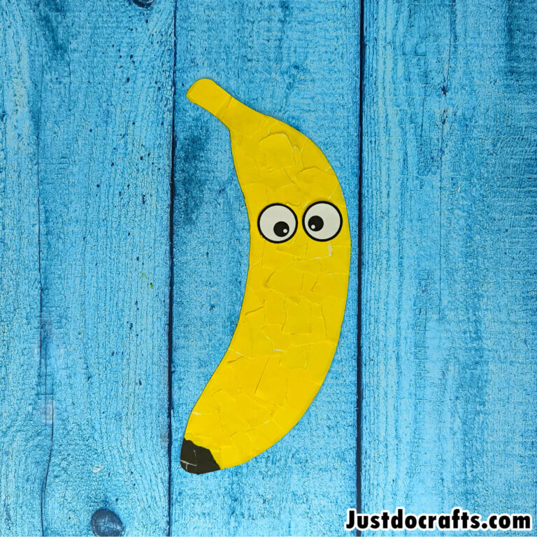 Torn Paper Banana Craft (Free PDF printable template) - Just Do Crafts