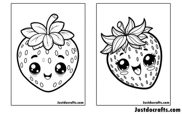 Strawberry Coloring Pages (Free PDF printable) - Just Do Crafts