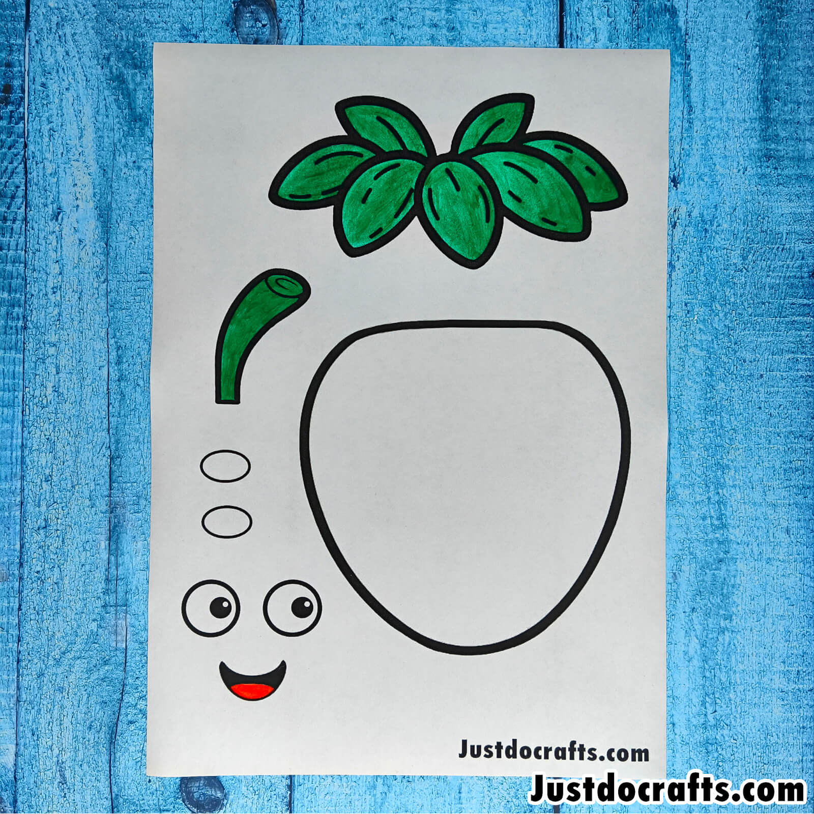 Torn Paper Strawberry Craft (Free PDF printable template) - Just Do Crafts