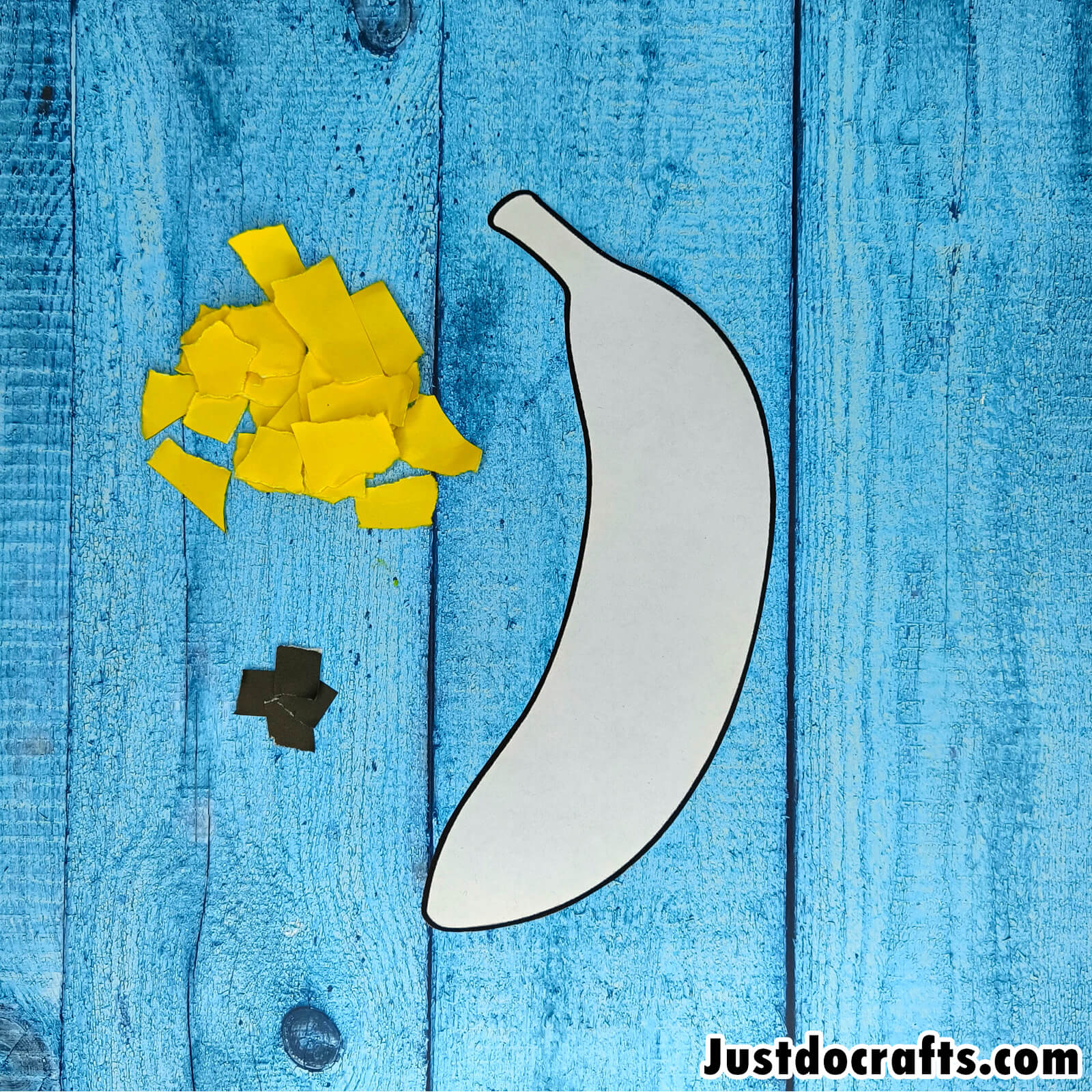 Torn Paper Banana Craft (Free PDF printable template) - Just Do Crafts