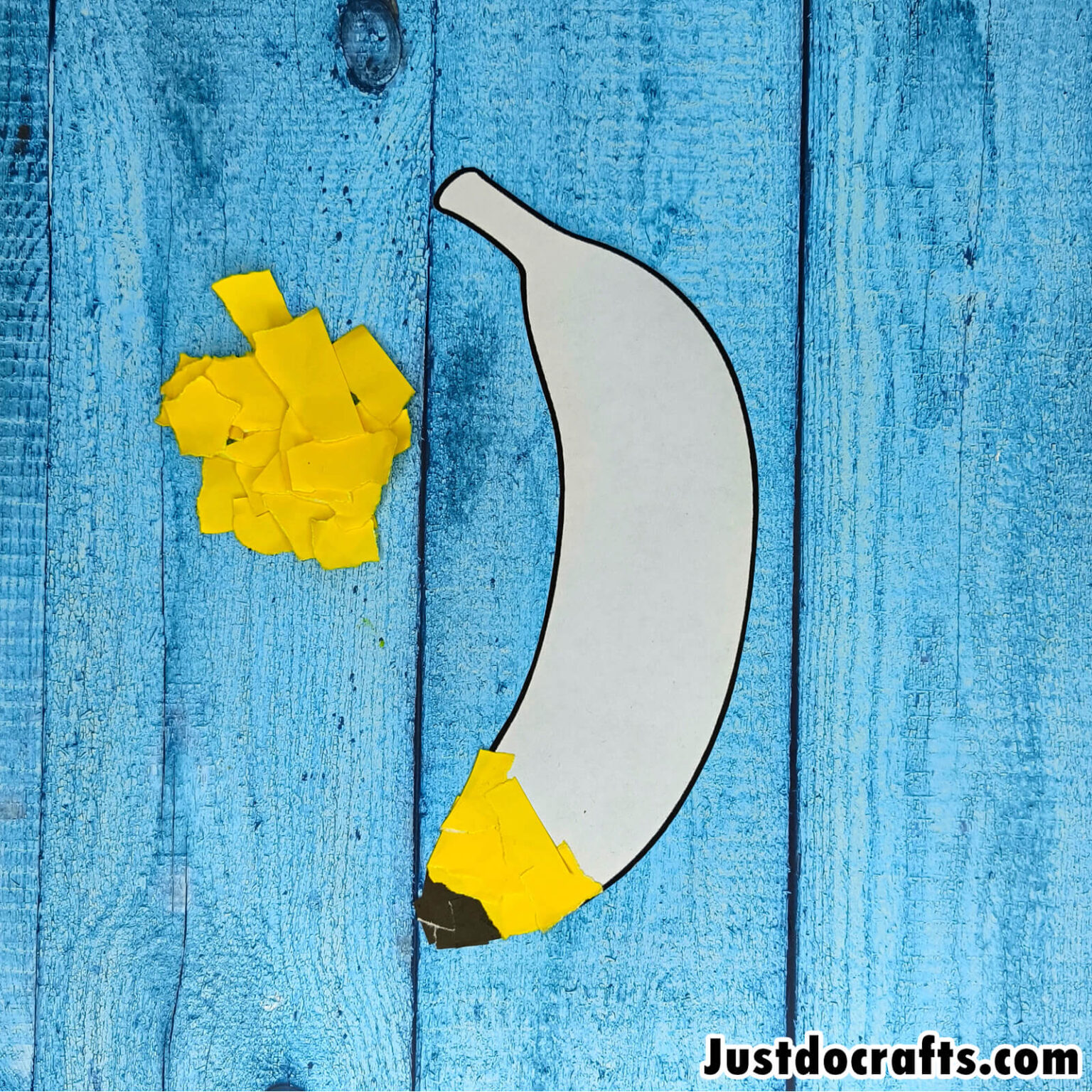 Torn Paper Banana Craft (Free PDF printable template) - Just Do Crafts