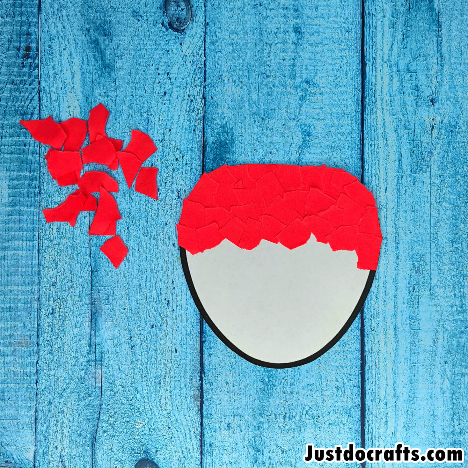 Torn Paper Strawberry Craft (Free PDF printable template) - Just Do Crafts