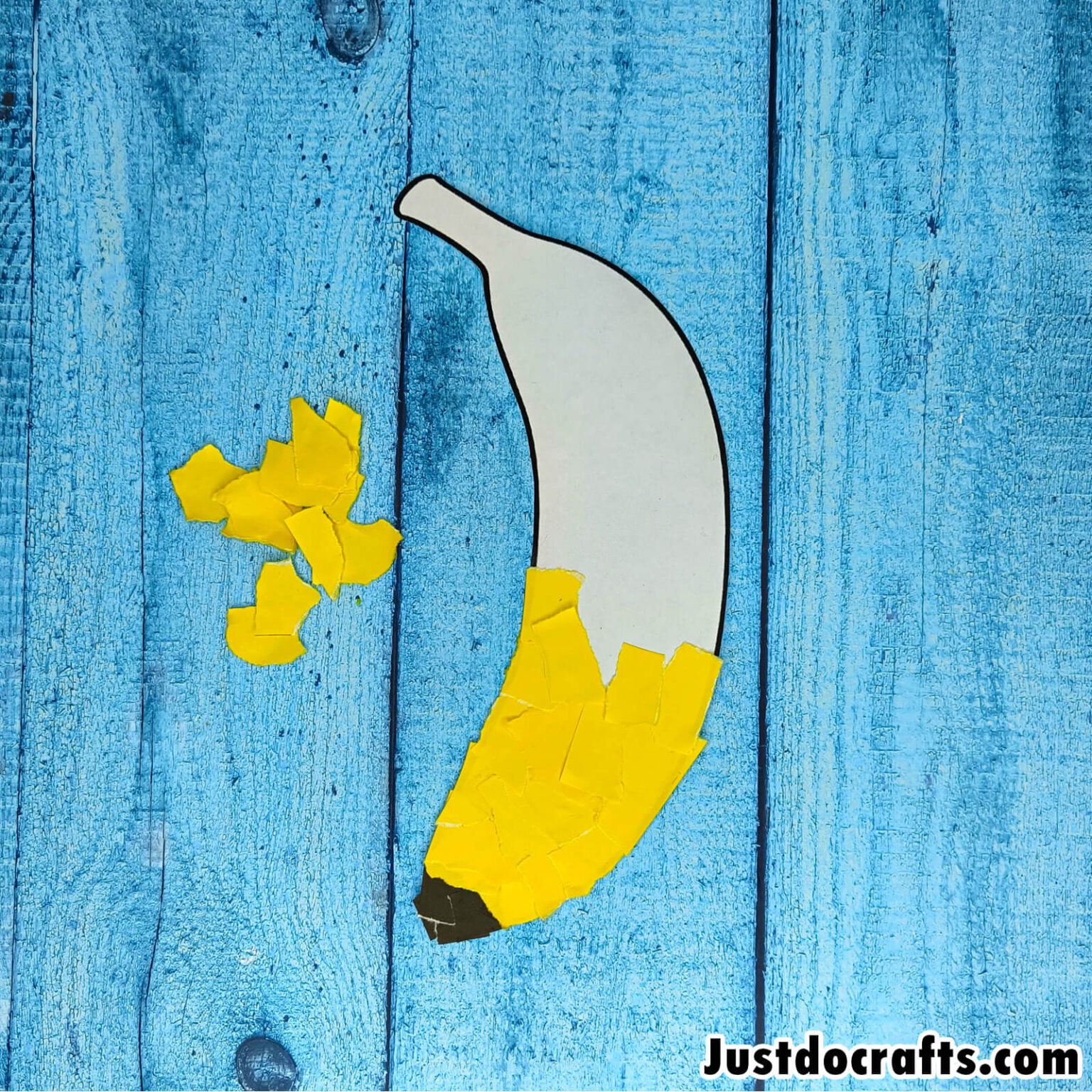 Torn Paper Banana Craft (Free PDF printable template) - Just Do Crafts