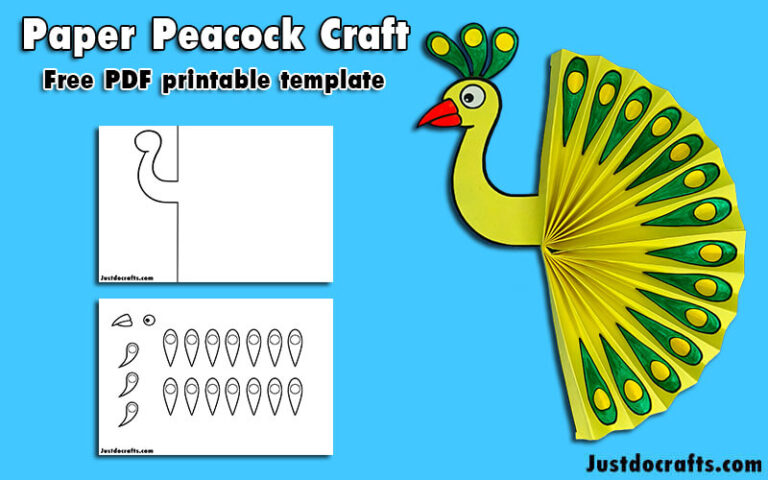 Paper Peacock Craft (Free PDF printable template) - Just Do Crafts