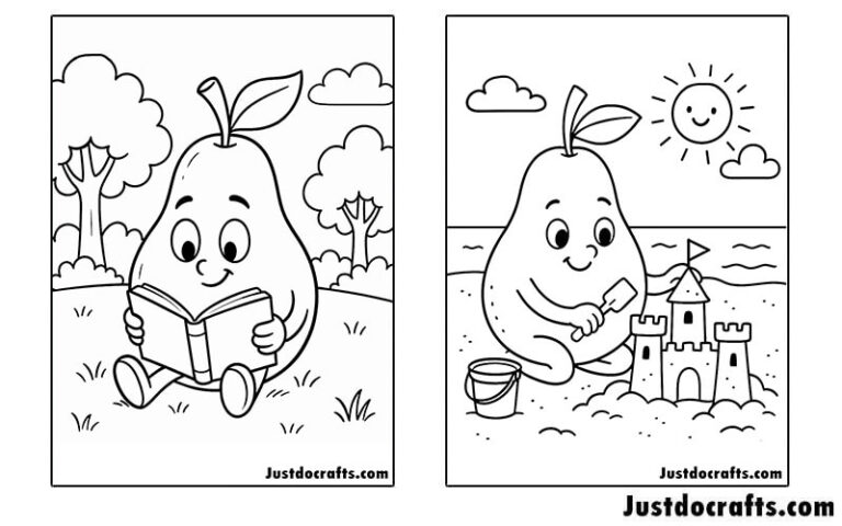 Pear Coloring Pages (Free PDF printable) - Just Do Crafts