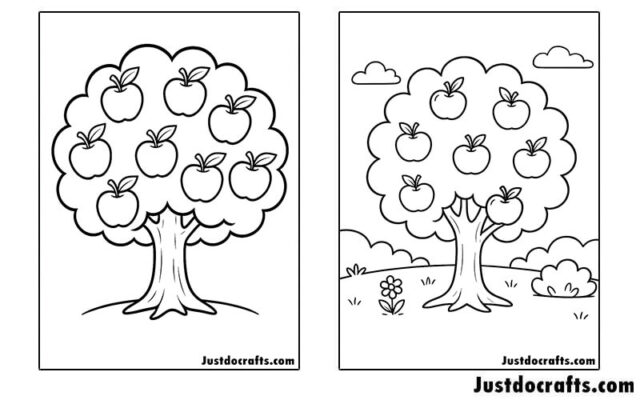 Apple Tree Coloring Pages (Free PDF printable) - Just Do Crafts