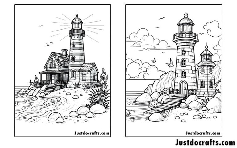 Lighthouse Coloring Pages (Free PDF printable) - Just Do Crafts