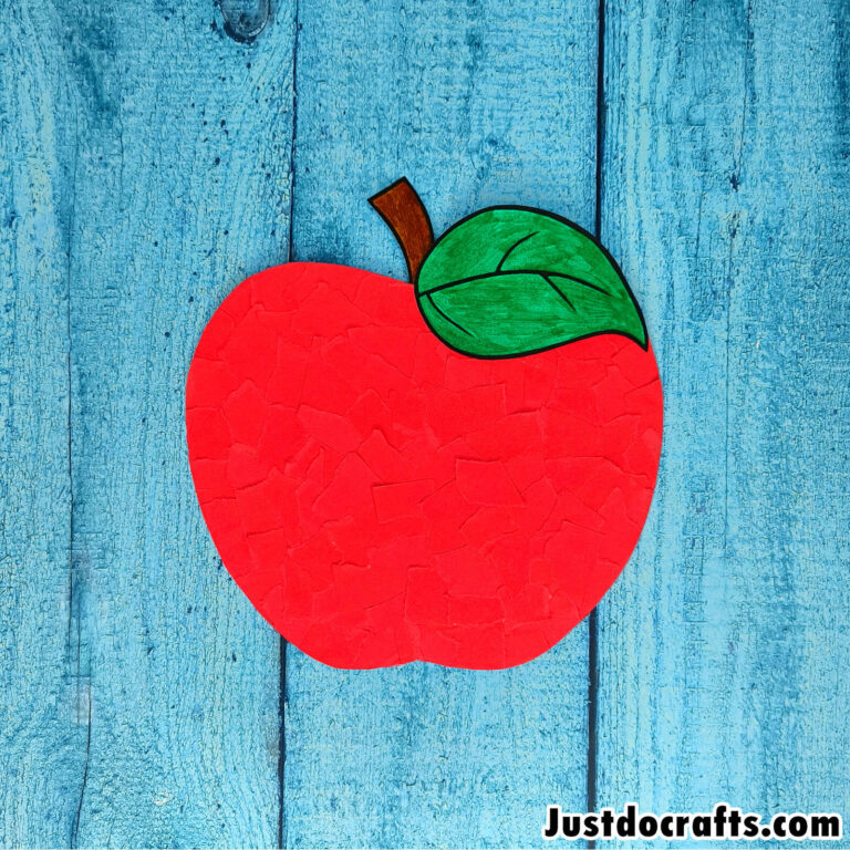 Torn Paper Apple Craft (Free PDF printable template) - Just Do Crafts