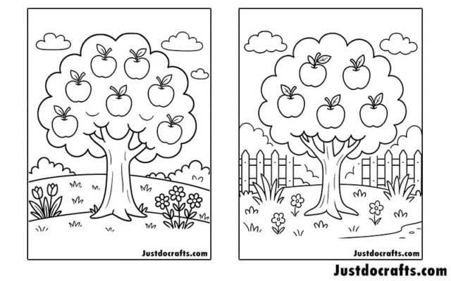Apple Tree Coloring Pages (Free PDF printable) - Just Do Crafts