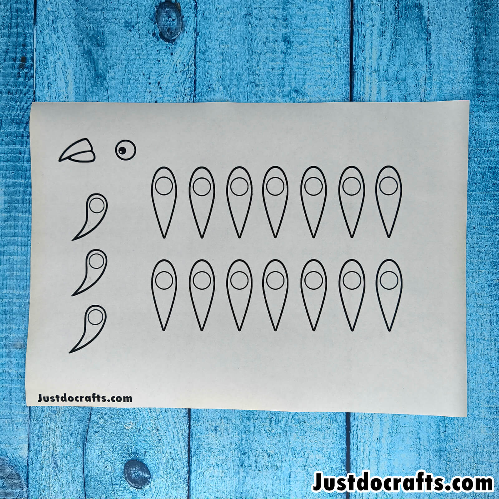 Paper Peacock Craft (Free PDF printable template) - Just Do Crafts