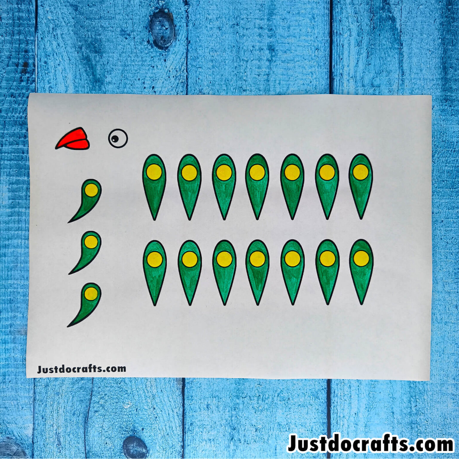 Paper Peacock Craft (Free PDF printable template) - Just Do Crafts