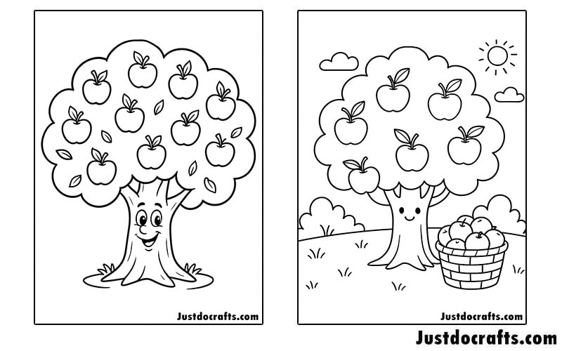 Apple Tree Coloring Pages (Free PDF printable) - Just Do Crafts