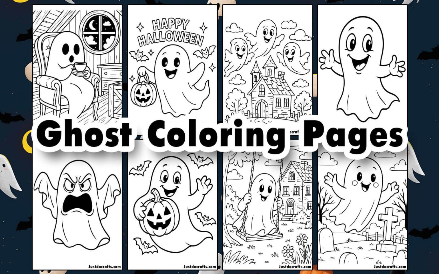 Ghost Coloring Pages (Free PDF printable) - Just Do Crafts