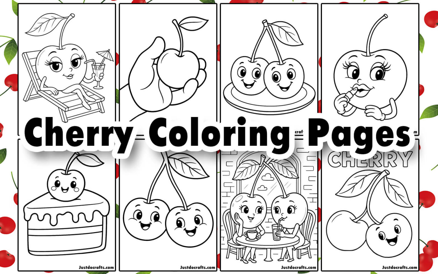 Cherry Coloring Pages (Free PDF printable) - Just Do Crafts