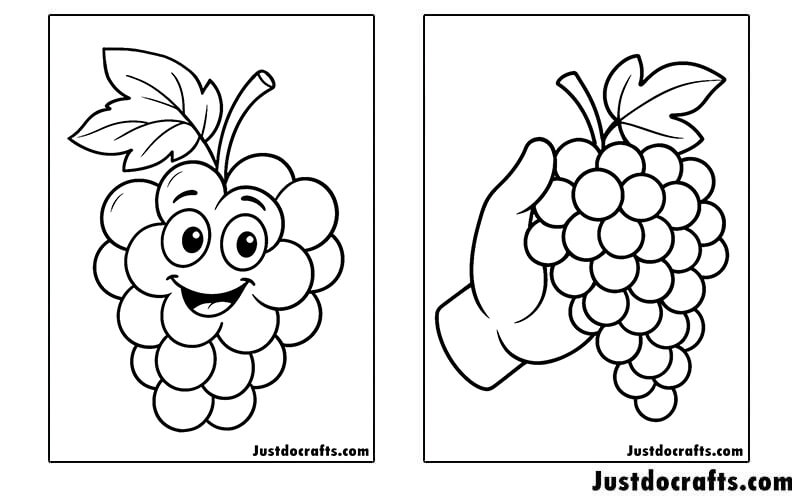 Grapes Coloring Pages (Free PDF printable) - Just Do Crafts