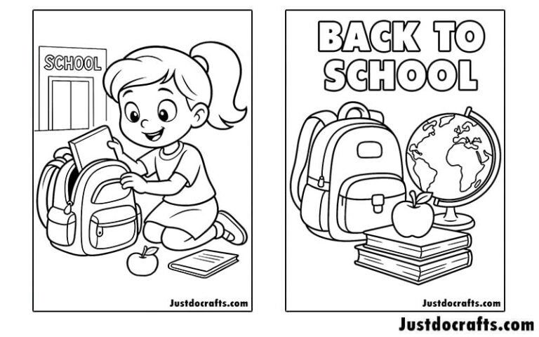 School Backpack Coloring Pages (Free PDF printable) - Just Do Crafts