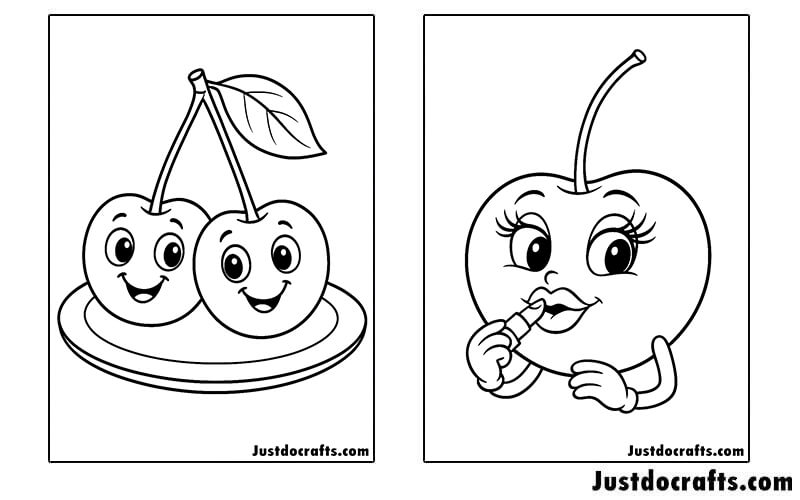 Cherry Coloring Pages (Free PDF printable) - Just Do Crafts
