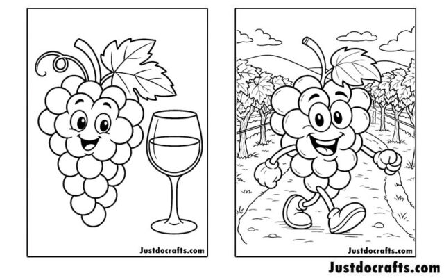Grapes Coloring Pages (Free PDF printable) - Just Do Crafts