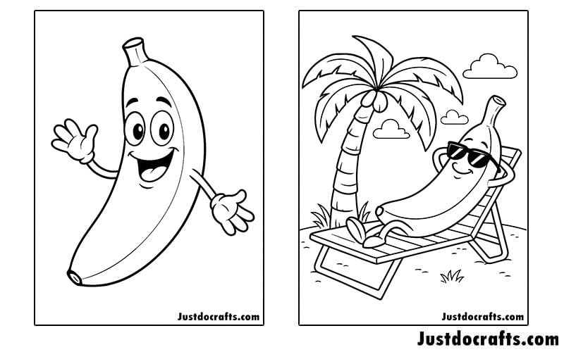 Banana Coloring Pages (Free PDF printable) - Just Do Crafts
