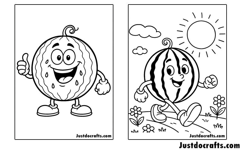 Watermelon Coloring Pages (Free PDF printable) - Just Do Crafts
