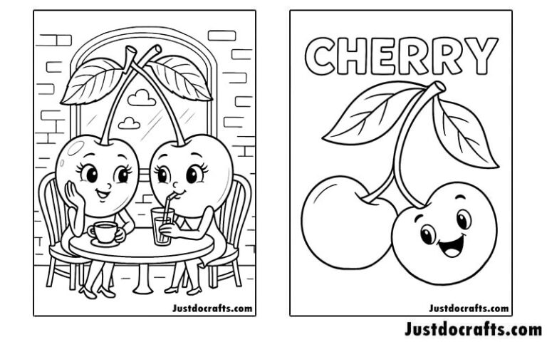 Cherry Coloring Pages (Free PDF printable) - Just Do Crafts