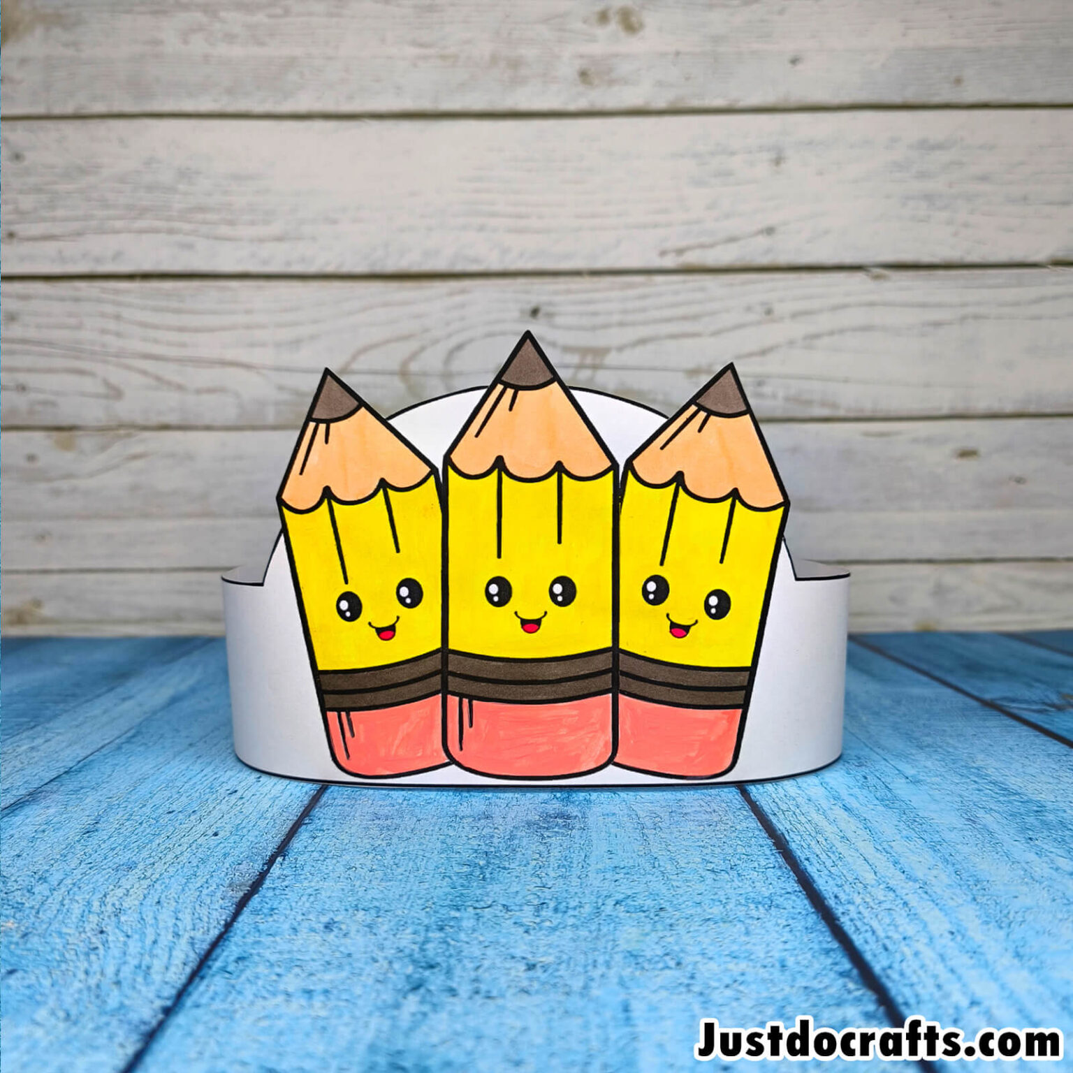 Pencil Paper Crown (Free PDF printable template) - Just Do Crafts