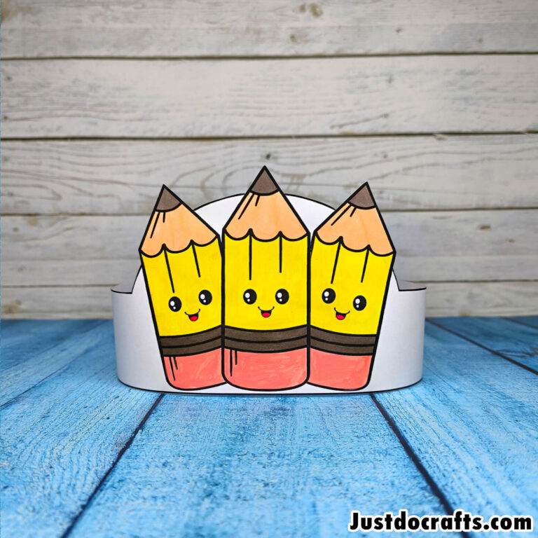 Pencil Paper Crown (Free PDF printable template) - Just Do Crafts