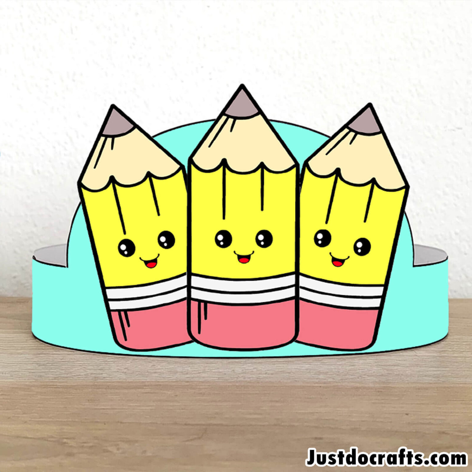 Pencil Paper Crown (Free PDF printable template) - Just Do Crafts