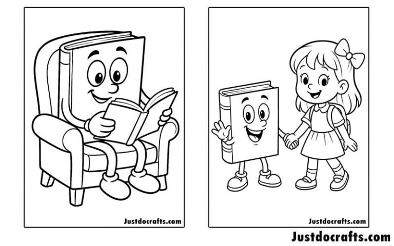 Book Coloring Pages (Free PDF printable) - Just Do Crafts